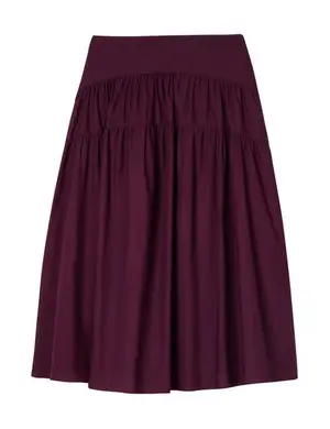 Whistles Tiered Hem Cotton Skirt - Plum