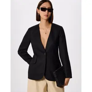 Whistles Collarless Linen Blazer