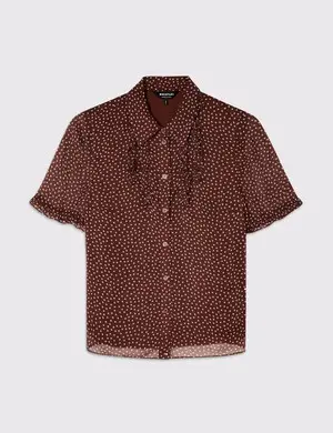 Whistles Polka Dot Sheer Sleeve Shirt