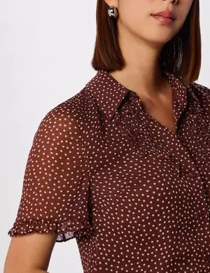 Whistles Polka Dot Sheer Sleeve Shirt