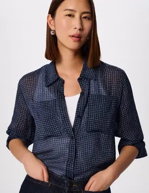 Whistles Grid Print Shirt