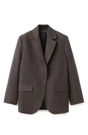 Mango Pinstriped Suit Blazer - Chocolate