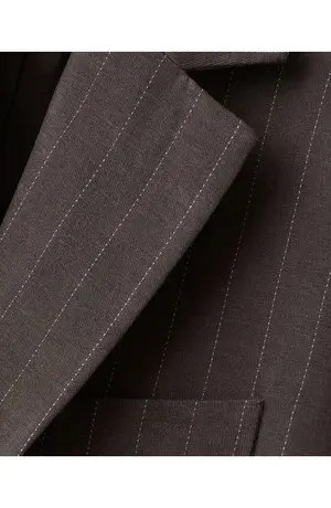 Mango Pinstriped Suit Blazer - Chocolate