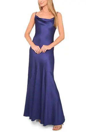 Ted Baker London Satin Maxi Dress With Cowl Neck Ocean Cavern