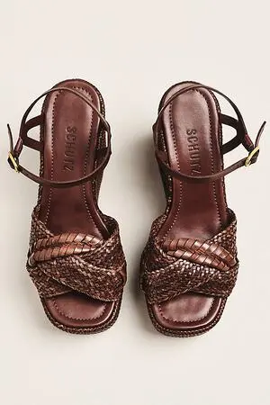 Schutz Serena Woven Platform Wedge Sandals