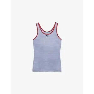 Prada Striped Cotton Jersey Tank Top - Light Blue