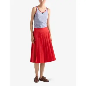 Prada Striped Cotton Jersey Tank Top - Light Blue