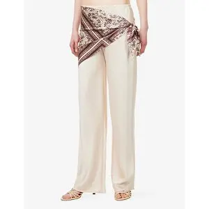 REFORMATION Gale Detachable-scarf Satin Trousers