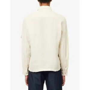 C.P. COMPANY Patch-pocket Logo-hardware Linen Shirt - Frozen Dew