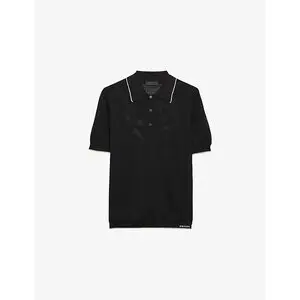 Prada Logo-intarsia Silk-cotton Polo Shirt - Black