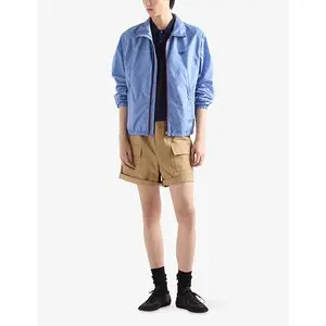 Prada Logo-intarsia Silk-cotton Polo Shirt - Blue