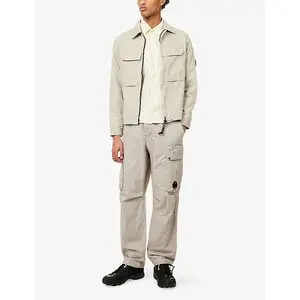 C.P. COMPANY Flap-pocket Logo-hardware Cotton And Linen-blend Overshirt