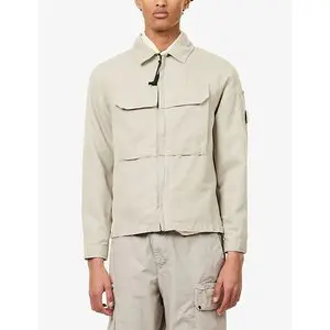 C.P. COMPANY Flap-pocket Logo-hardware Cotton And Linen-blend Overshirt