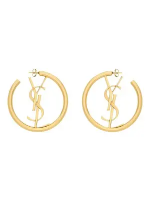 Saint Laurent Cassandre Hoop Earrings Metallic