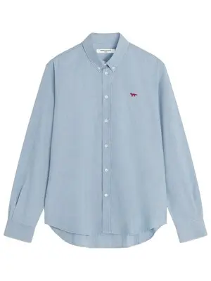 Maison Kitsuné Profile Fox Regular Fit Chambray Shirt - Blue