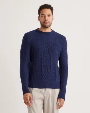 Quince Mongolian Spring Cashmere Cable Crewneck Sweater
