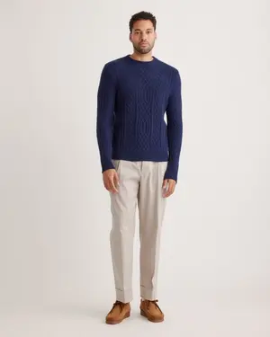 Quince Mongolian Spring Cashmere Cable Crewneck Sweater