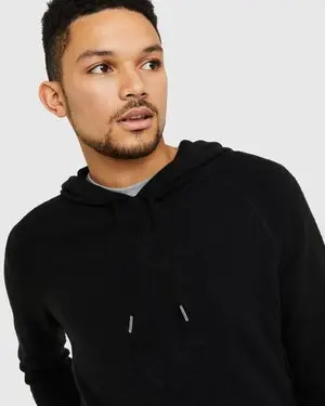 Quince Mongolian Spring Cashmere Pullover Hoodie - Black