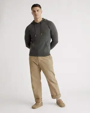 Quince Mongolian Spring Cashmere Pullover Hoodie - Moss