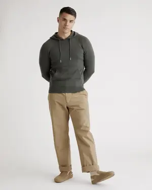 Quince Mongolian Spring Cashmere Pullover Hoodie - Moss