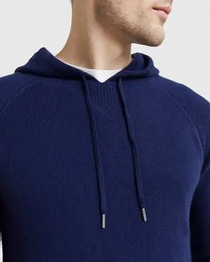 Quince Mongolian Spring Cashmere Pullover Hoodie - Navy