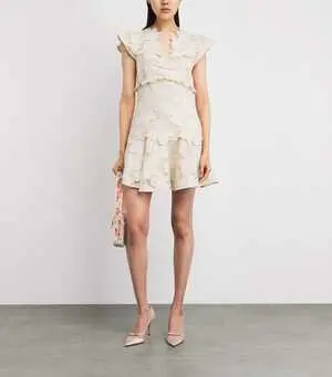 Sandro Lace Guipure Mini Dress - Beige