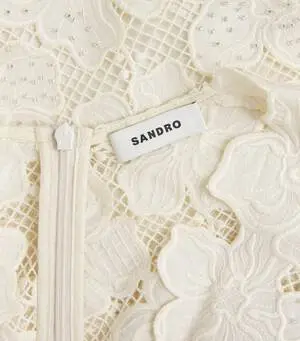 Sandro Lace Guipure Mini Dress - Beige