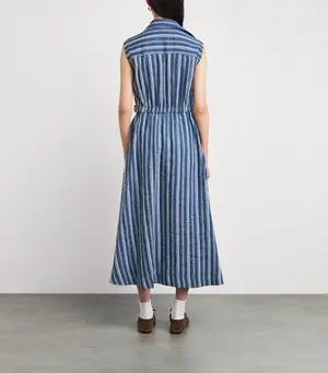 Sandro Belted Stripe Shirt Dress - Blue