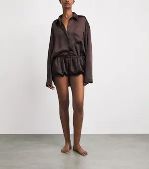 SKIMS Satin Bloomer Shorts - Brown