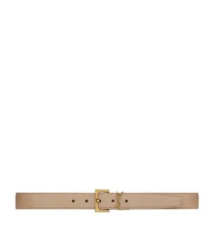 Saint Laurent Leather Belt - Beige