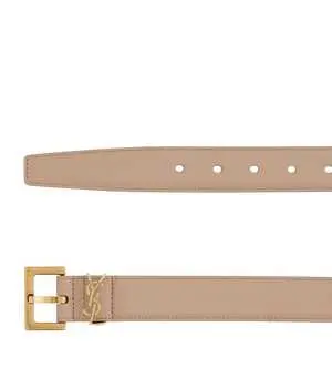 Saint Laurent Leather Belt - Beige