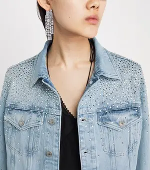 7 For All Mankind Embellished Adi Trucker Denim Jacket