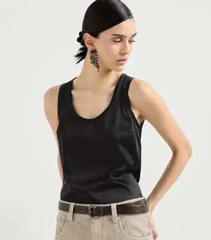 Brunello Cucinelli Stretch-silk Reversible Tank Top - Black