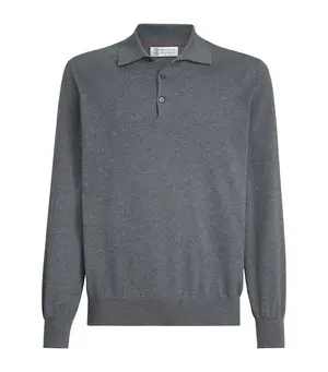 Brunello Cucinelli Cotton Polo Sweater - Grey