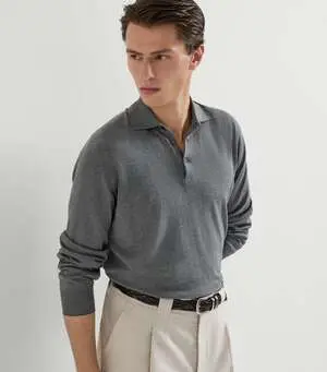 Brunello Cucinelli Cotton Polo Sweater - Grey