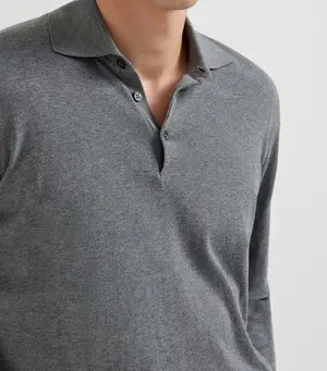 Brunello Cucinelli Cotton Polo Sweater - Grey
