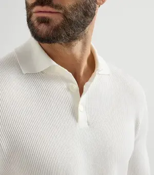 Brunello Cucinelli Cotton Rib-knit Polo Shirt