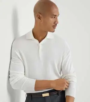 Brunello Cucinelli Cotton Polo Sweater - White
