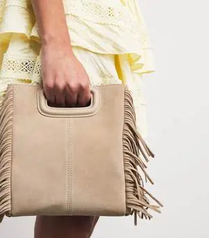 Maje Suede Fringed M Top Handle Bag
