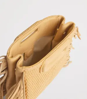 Maje Mini Raffia-effect Top Handle Bag - Beige