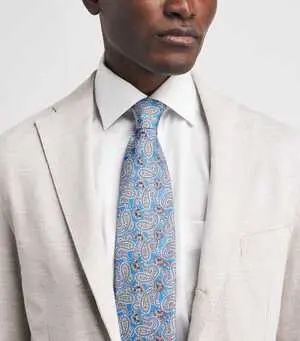 Eton Silk Paisley Neck Tie - Blue