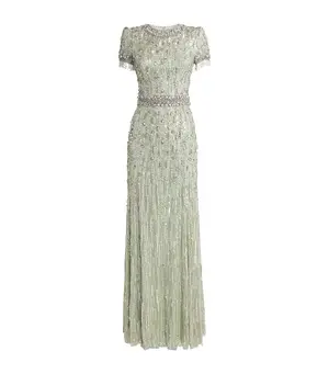 Jenny Packham Embellished Roxy Tulle Gown - Green