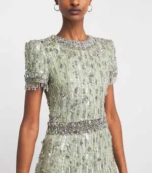 Jenny Packham Embellished Roxy Tulle Gown - Green