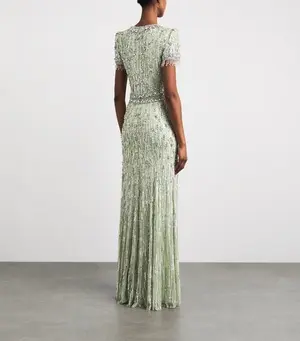 Jenny Packham Embellished Roxy Tulle Gown - Green