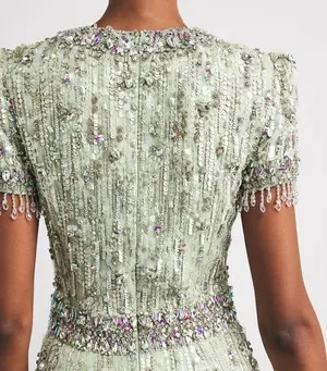 Jenny Packham Embellished Roxy Tulle Gown - Green