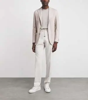 Eton Linen-blend Jersey Herringbone Blazer