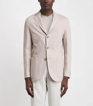 Eton Linen-blend Jersey Herringbone Blazer