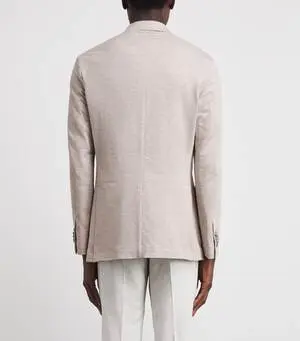 Eton Linen-blend Jersey Herringbone Blazer