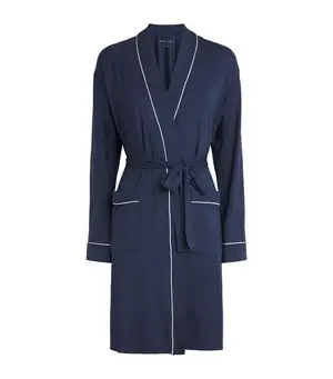Derek Rose Micro Modal Lara Robe - Navy
