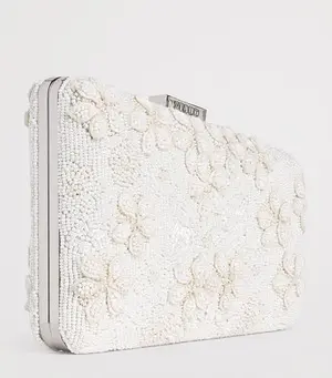 Staud Beaded Carmella Clutch - White